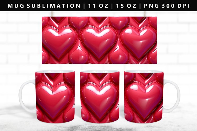 Puff Heart 11oz, 15oz Mug Sublimation | Mug Wrap (3203362)