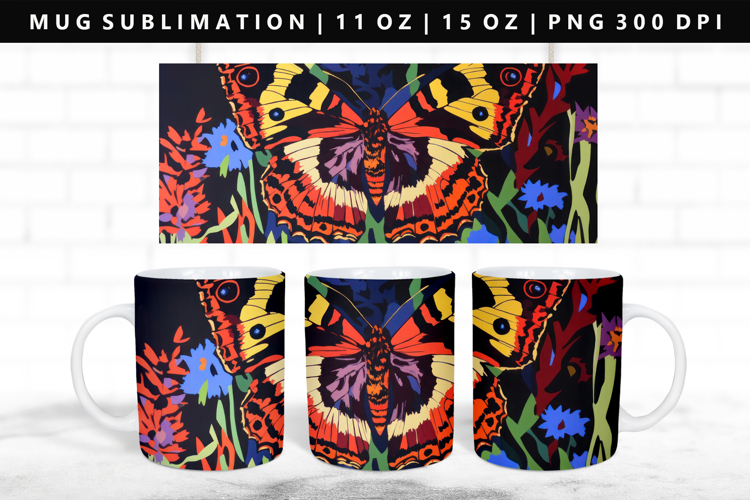 Butterfly 11oz, 15oz Mug Sublimation | Mug Wrap (5458950)