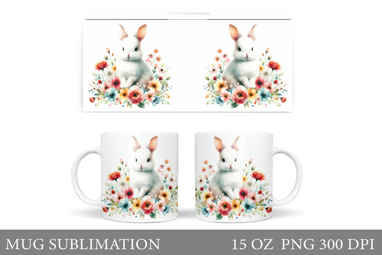Cute Bunny Mug Design. Bunny Flowers Mug (5369189)