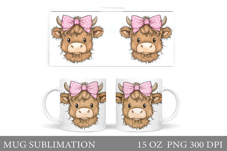 Highland Cow Mug Design. Cute Cow Mug Sublimation (5348785)