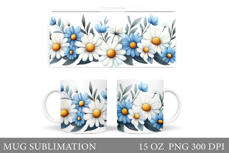 Daisy Flowers Mug Design. Flowers Mug Sublimation (5356645)