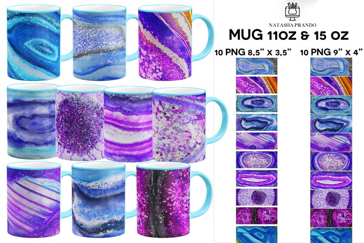 Agate Geode Mug Sublimation wrap 11oz 15oz