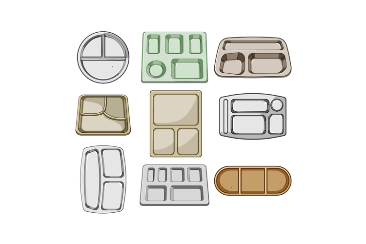 multi section meal tray set cartoon (6567229)
