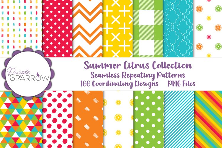 Summer Citrus Seamless Pattern Collection