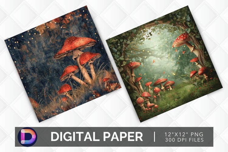 Mushroom Fantasy Forest Digital Paper