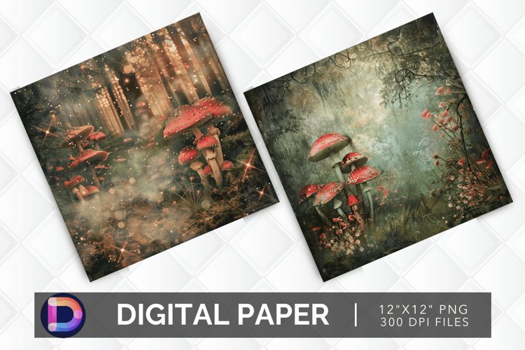 Mushroom Fantasy Forest Digital Paper