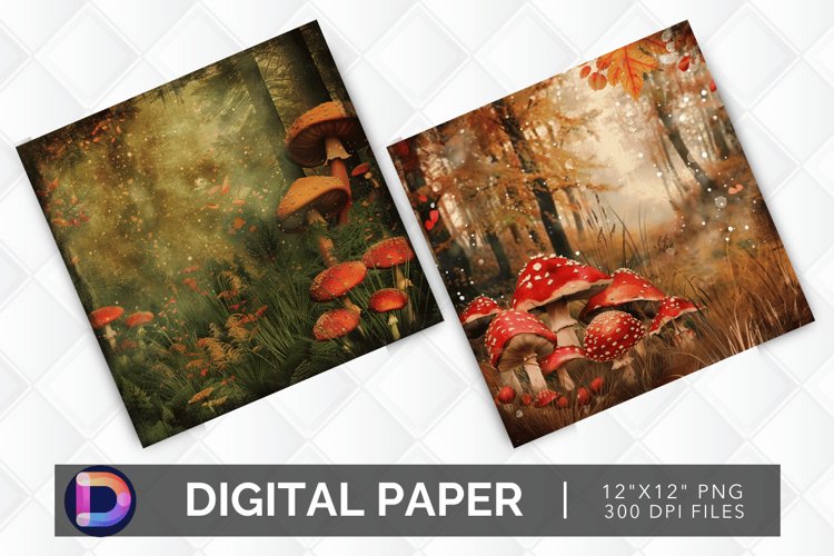 Mushroom Fantasy Forest Digital Paper