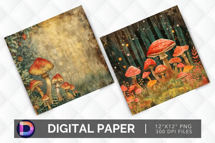 Mushroom Fantasy Forest Digital Paper