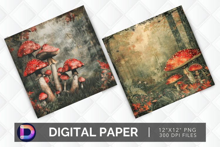 Mushroom Fantasy Forest Digital Paper