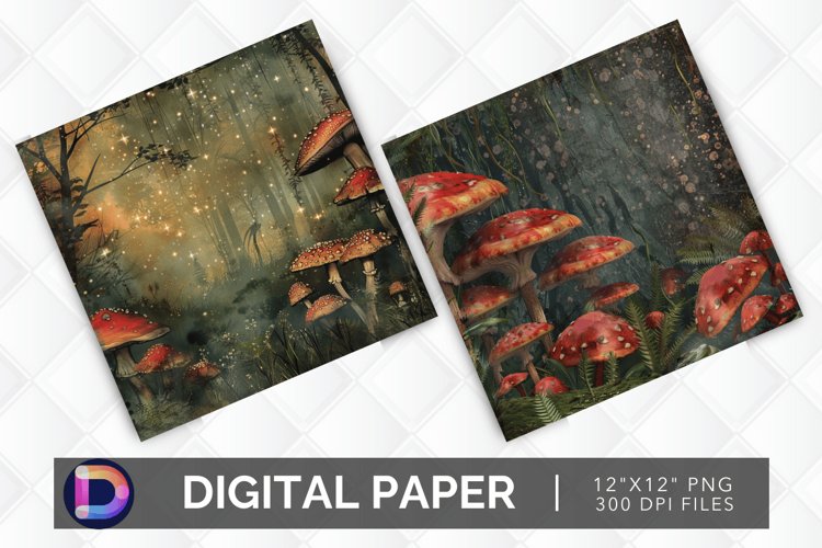 Mushroom Fantasy Forest Digital Paper