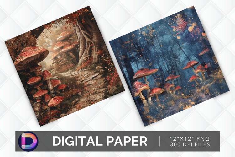 Mushroom Fantasy Forest Digital Paper