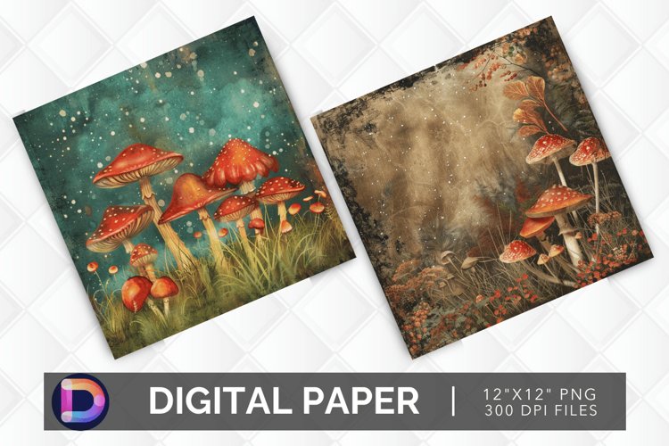 Mushroom Fantasy Forest Digital Paper