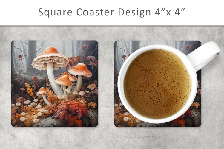 Mushroom Coaster, autumn mushroom card