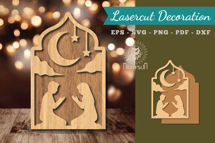 Muslim Pray With Mosque Lasercut Decoration (6520252)
