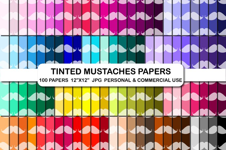 Mustache Pattern JPG Digital Paper Pack Mustaches Background