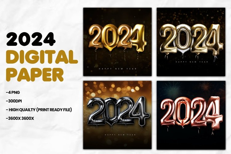Happy New year 2024 digital paper design