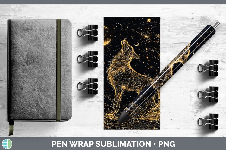Mystic Glow 01 Wolf Pen Wrap Sublimation Pen Designs