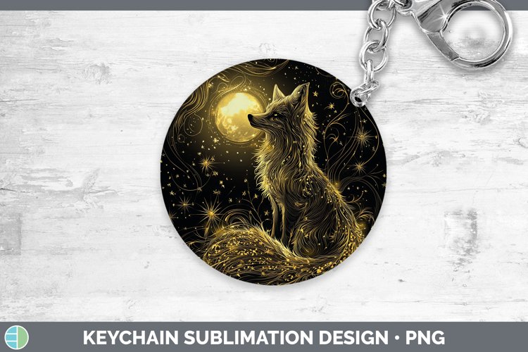 Mystic Glow 02 Fox Keychain Sublimation Keyring Designs