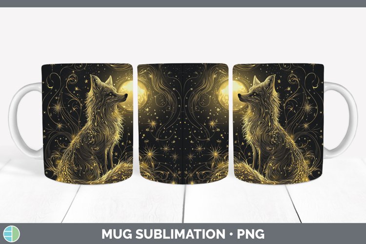 Mystic Glow 02 Fox Mug Wrap Sublimation Coffee Cup Designs