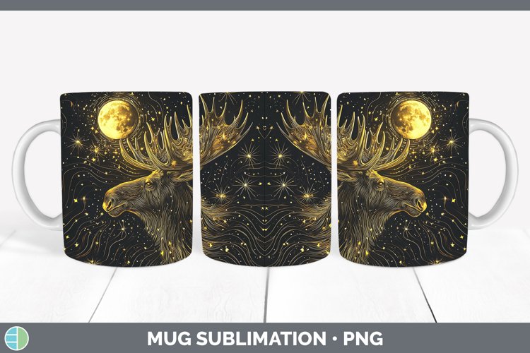 Mystic Glow 02 Moose Mug Wrap Sublimation Coffee Cup Designs