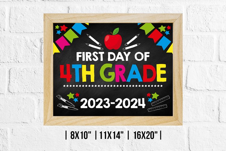 First Day of 4th Grade, Fourth Grade Digital Poster