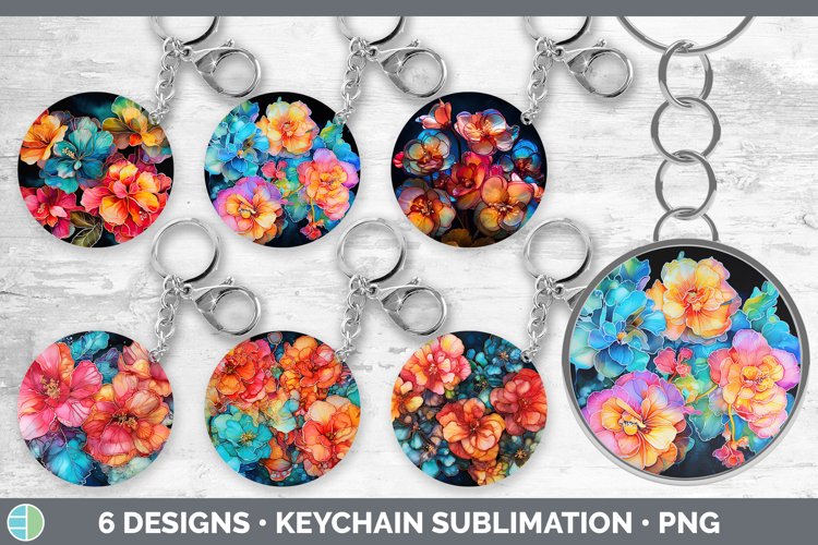 Neon Begonia Flowers Keychain | Bundle Keyring Designs