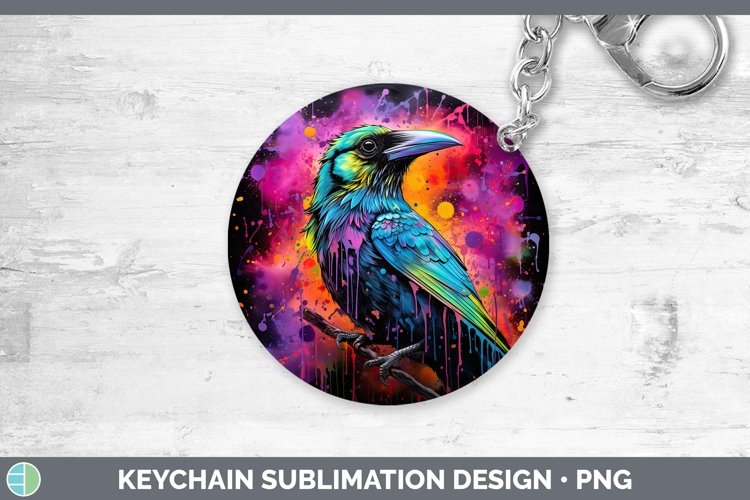 Neon Birds Crow Keychain Sublimation Keyring Designs