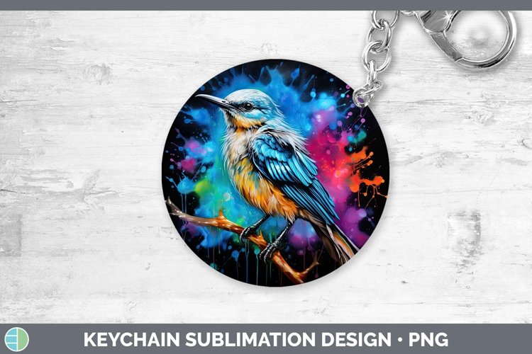 Neon Birds Mockingbird Keychain Sublimation Keyring Designs
