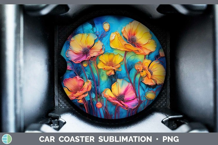Neon Buttercup Car Coaster | Sublimation Coaster Designs