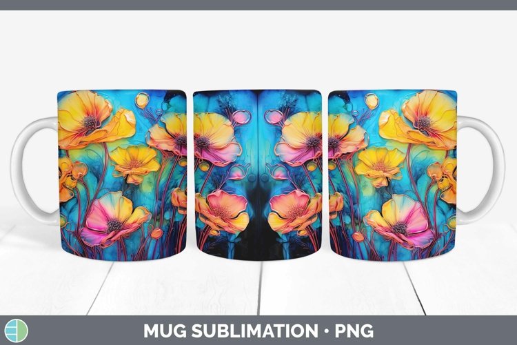 Neon Buttercup Mug Wrap | Sublimation Coffee Cup Designs