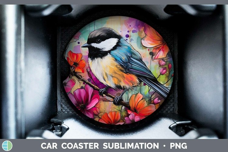 Neon Chickadee Car Coaster Sublimation Coaster Designs