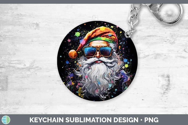 Neon Christmas Santa Keychain Sublimation Keyring Designs