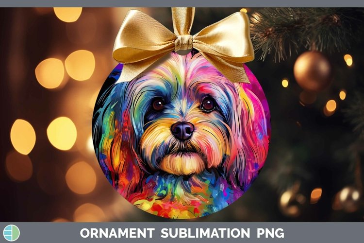 Neon Dogs Lhasa Apso Ornament Sublimation Bauble Designs