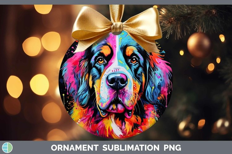 Neon Dogs Saint Bernard Ornament Sublimation Bauble Designs