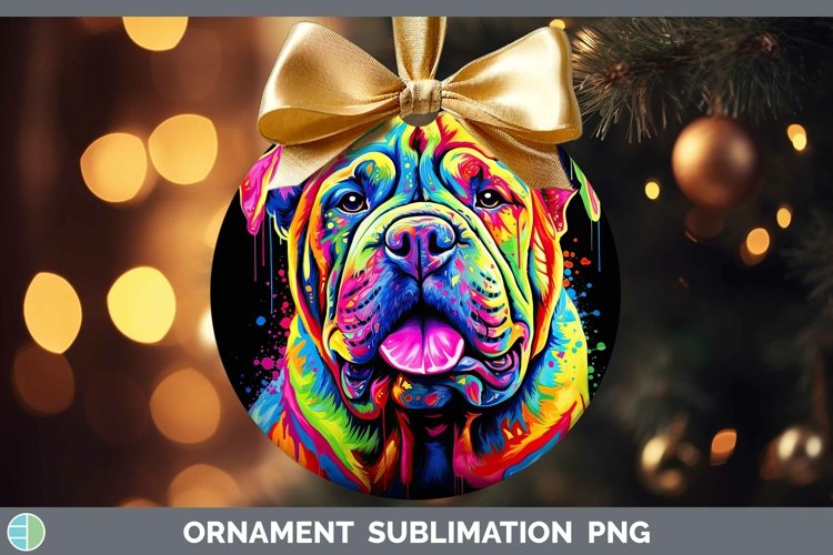 Neon Dogs Shar Pei Ornament Sublimation Bauble Designs