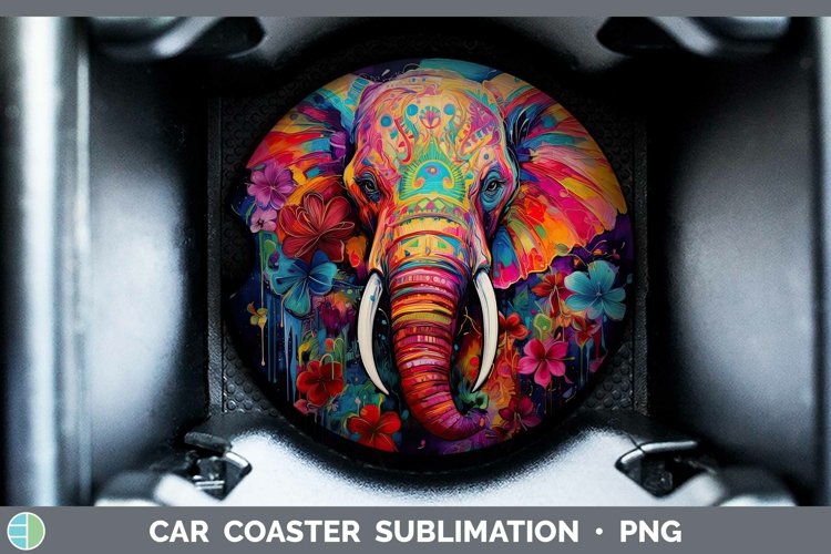 Neon Elephant Car Coaster Sublimation Coaster Designs