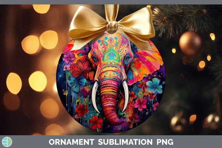 Neon Elephant Ornament Sublimation Bauble Designs