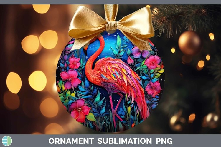Neon Flamingo Ornament Sublimation Bauble Designs