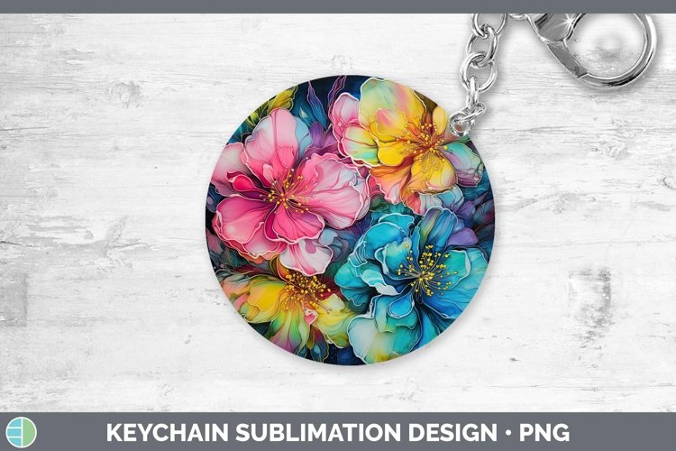 Neon Flowers Gardenia Keychain Sublimation Keyring Designs