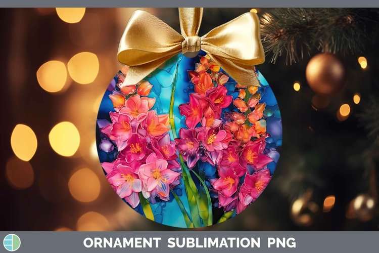 Neon Flowers Hyacinth Ornament Sublimation Bauble Designs