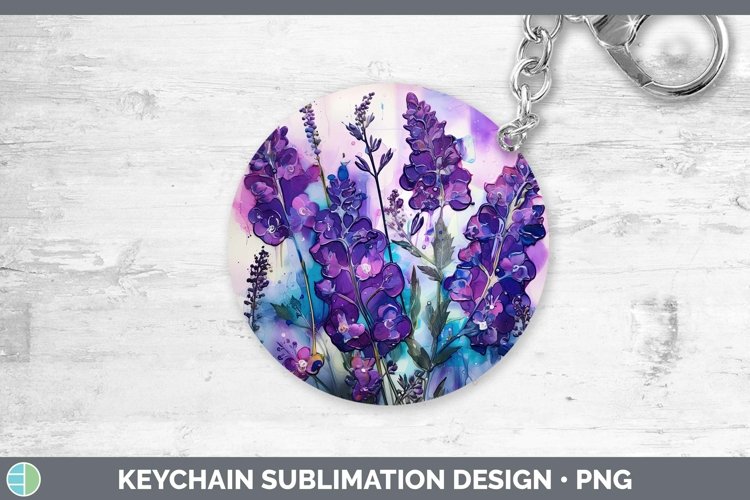 Neon Flowers Lavender Keychain Sublimation Keyring Designs
