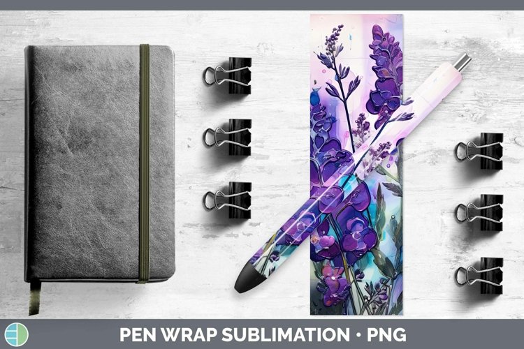 Neon Flowers Lavender Pen Wrap Sublimation Epoxy Pen Designs