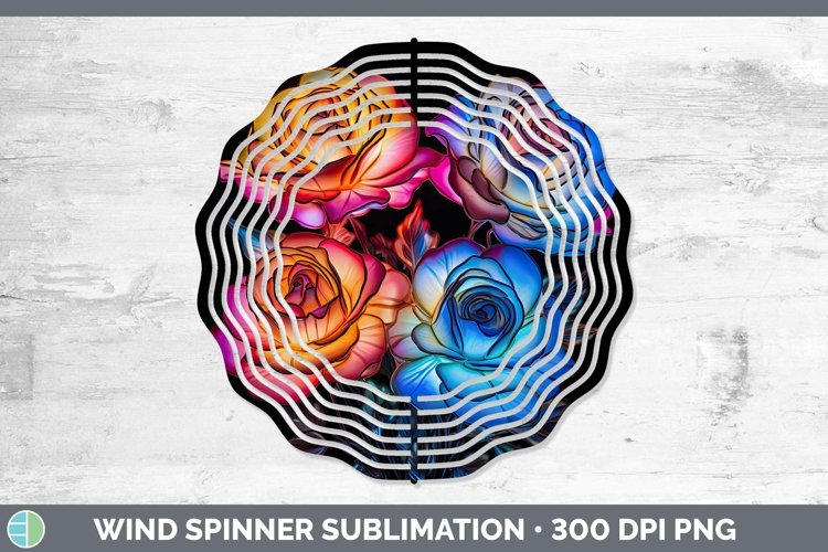 Neon Flowers Rose Wind Spinner Sublimation Spinner Designs