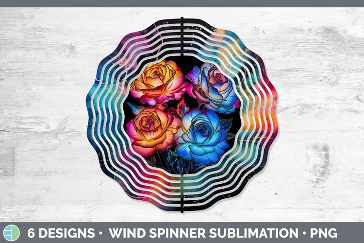 Neon Flowers Rose Wind Spinner Sublimation Spinner Designs