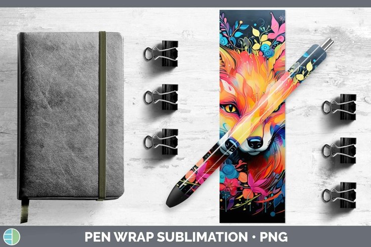 Neon Fox Pen Wrap Sublimation Epoxy Pen Designs