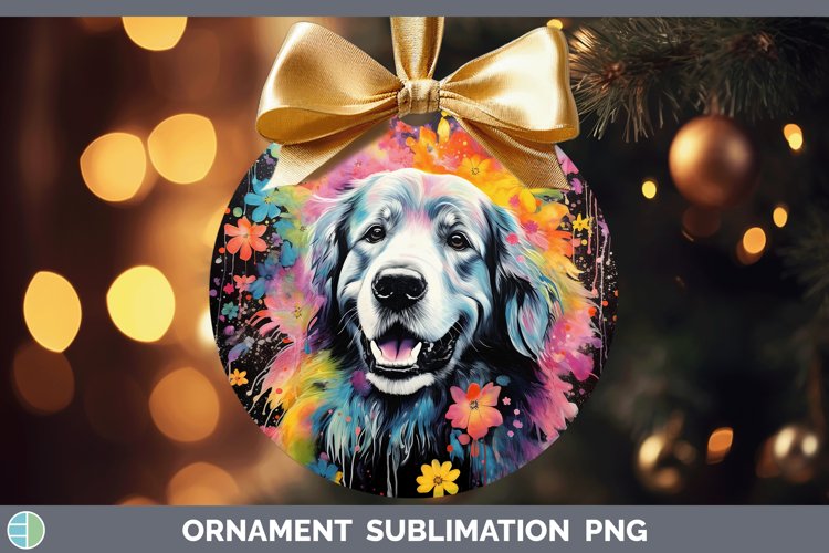 Neon Great Pyrenees Ornament Sublimation Bauble Designs