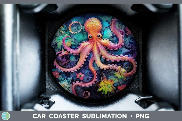 Neon Octopus Car Coaster Sublimation Coaster Designs