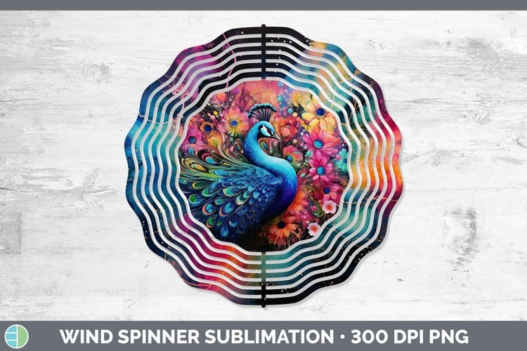 Neon Peacock Wind Spinner Sublimation Spinner Designs