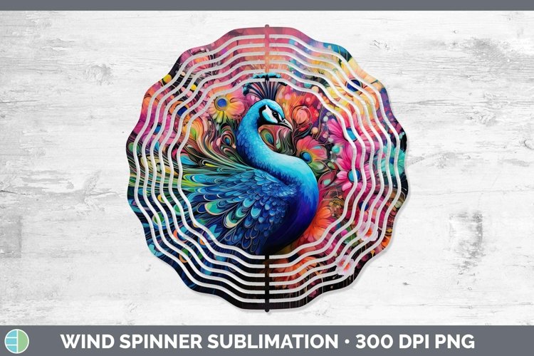 Neon Peacock Wind Spinner Sublimation Spinner Designs