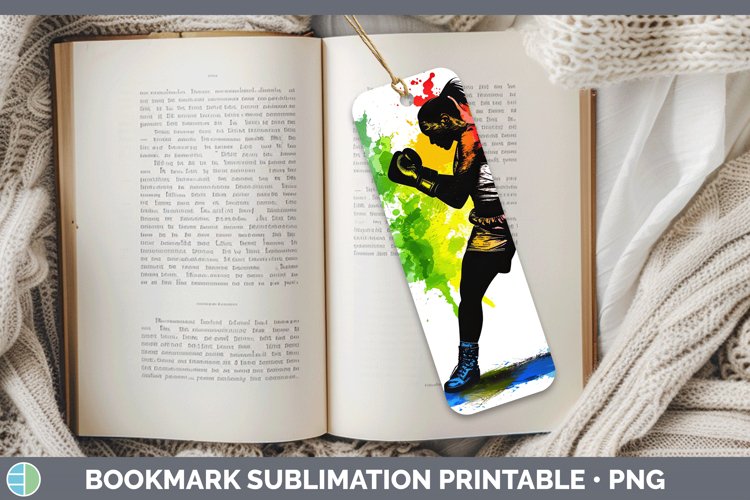 Neon Rainbow Female Boxer Bookmark Sublimation Printable Des